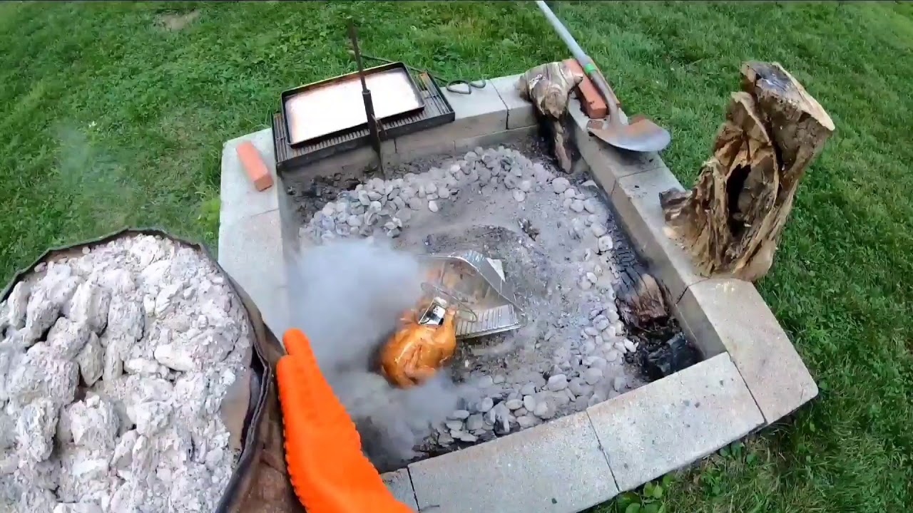 Trash can chicken (funny almost fail at end) - YouTube