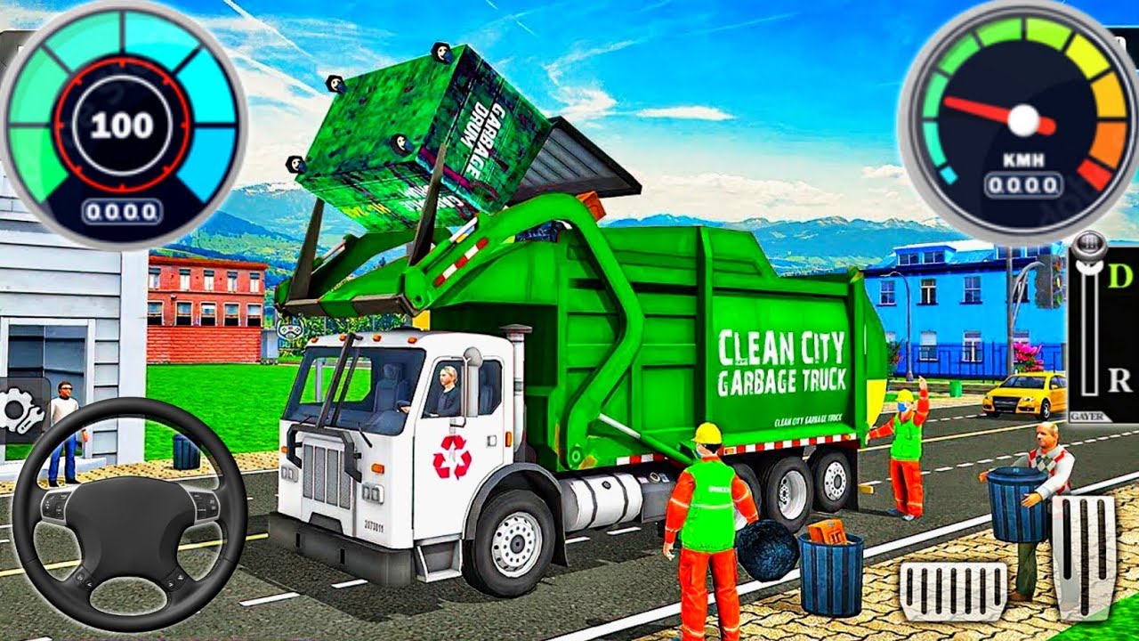 Clean City Garbage Truck Driving - Trash Truck City Construction ...