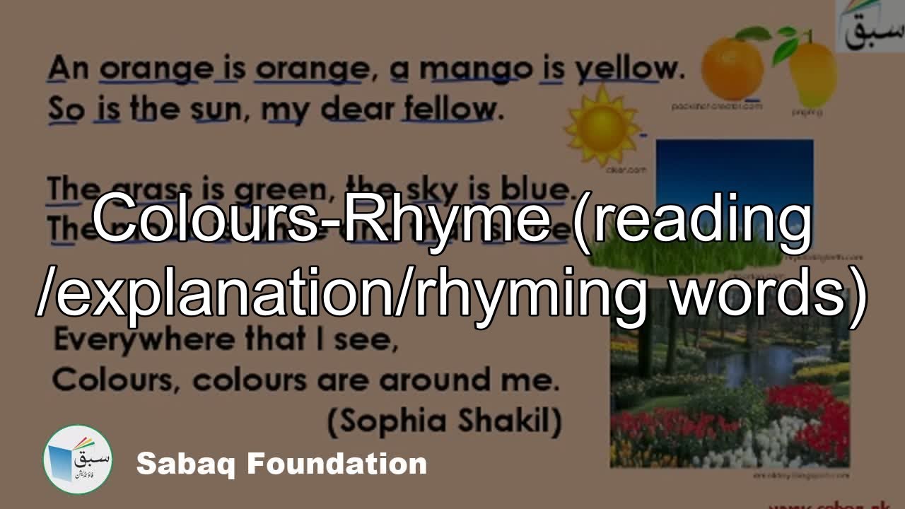 Colours-Rhyme (reading /explanation/rhyming words), English Lecture ...