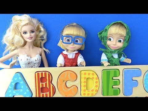 Öğretmen Barbie Maşa ile Daşa kuzenlere ABC Alfabe Öğretiyor Türkçe Alfabe Öğreniyorum Çizgi Film