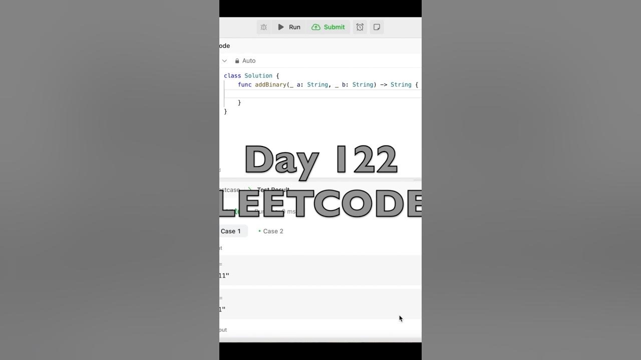 Day 122: LeetCode Problem 67. - Swift #daily #challenge #swiftui #coding #FAANG - YouTube