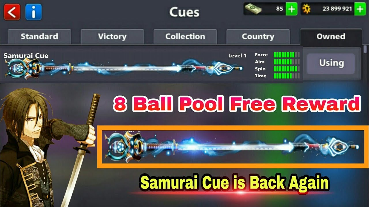 8 Ball Pool Biggest Cue is Back [ Samurai Cue ] Free Reward Loot 2019 💯 ...