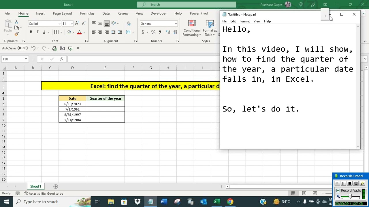 Excel Find Quarter Of The Year A Particular Date Falls In YouTube Excel Find Quarter Of The Year A Particular Date Falls In YouTube