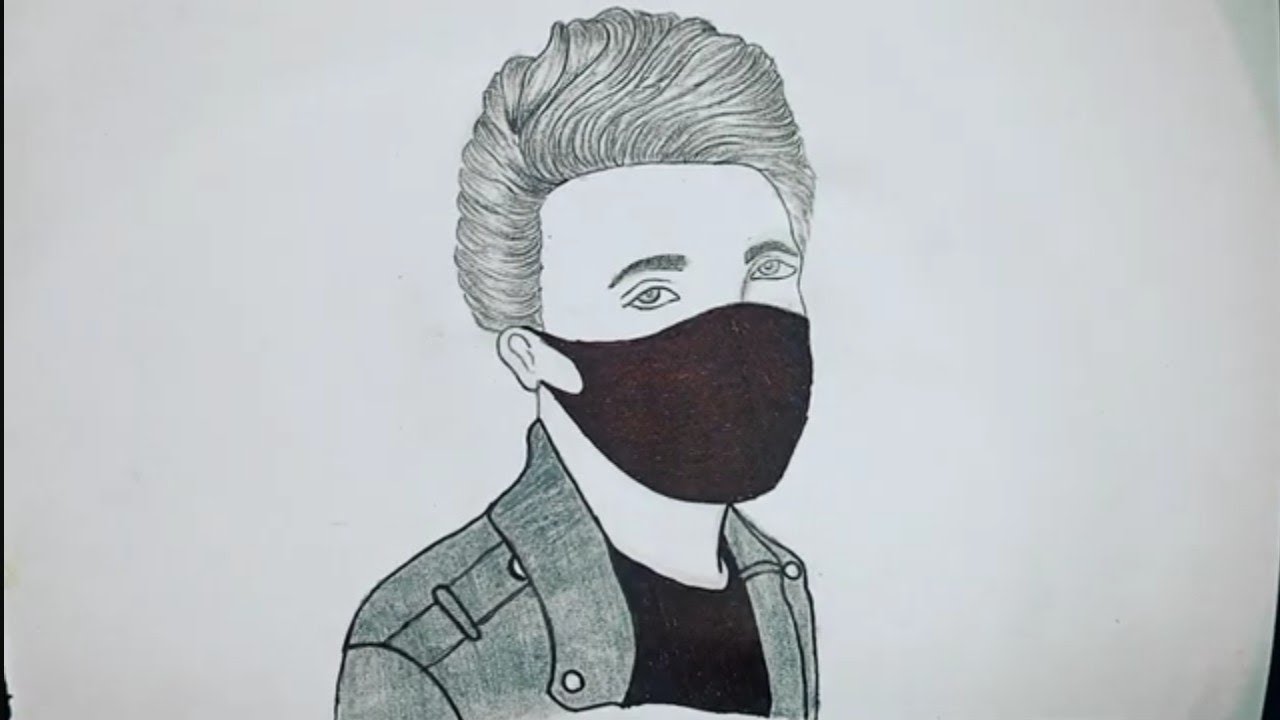 How to draw a handsome boy wearing mask || Pencil sketch for beginners ...