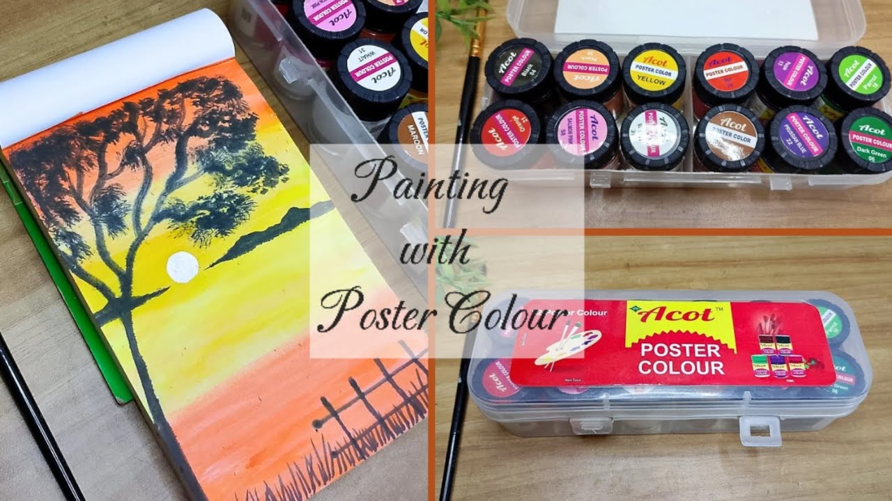 How to paint with poster colour | Poster colour unboxing and review ...