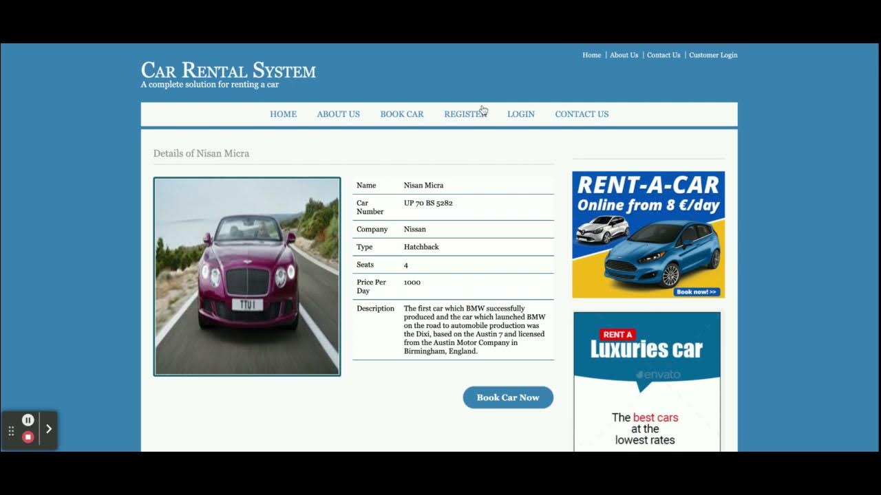 Car Rental System | Java JSP Servlet Project Tutorial | Java JSP CRUD Project - YouTube