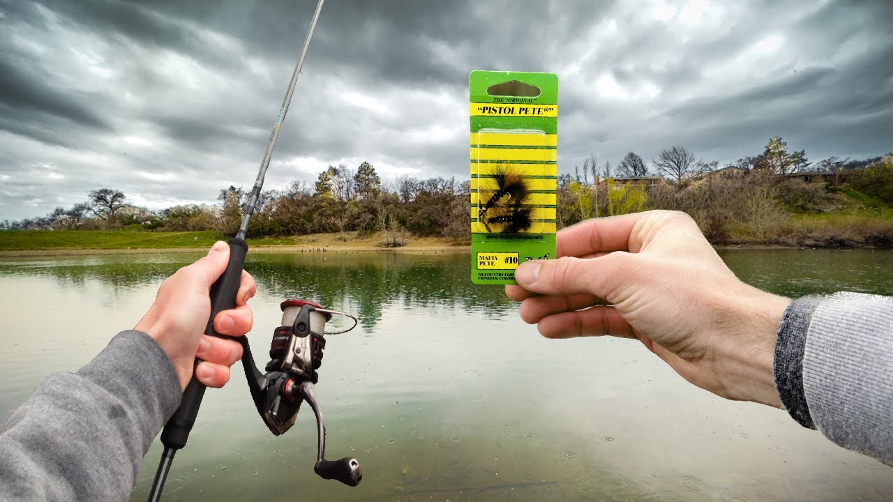 POND Fishing for Trout with PISTOL PETE FLIES in the RAIN - YouTube