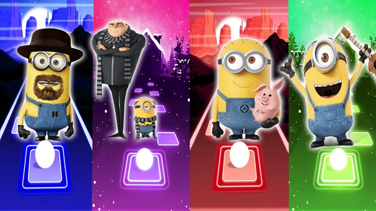 Dad Minions vs Felonius Gru vs Bob Minion vs Stuart Minion in Tiles Hop ...