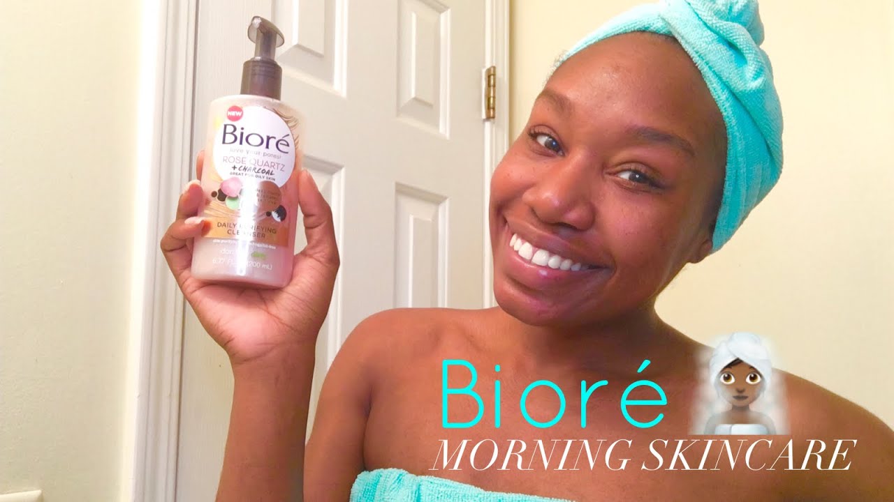 BIORÉ ROSE 🌹 QUARTZ | MORNING SKINCARE ROUTINE | REESE RENEE - YouTube