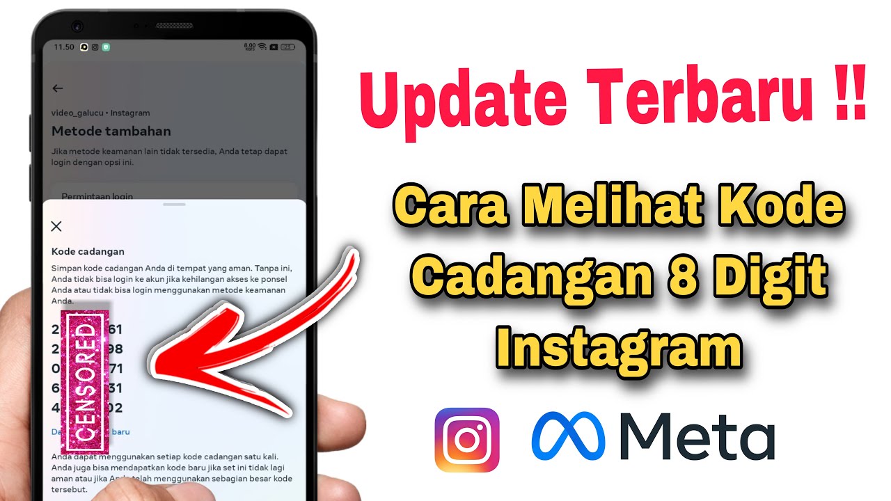 Cara Melihat Kode Cadangan 8 Digit Instagram - YouTube
