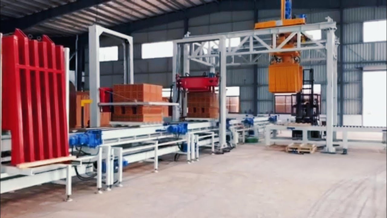 Unloading bricks, pallet free packaging, stacking. - YouTube