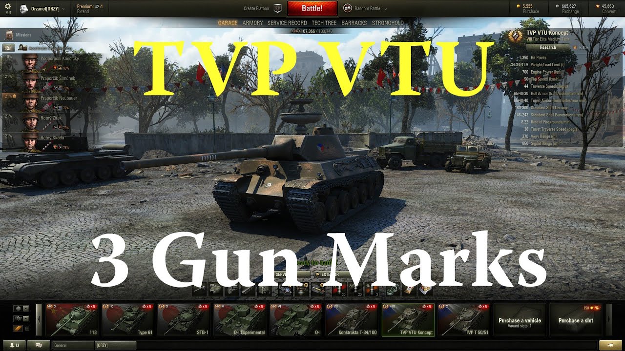 World of Tanks - TVP VTU Koncept 3 Gun Marks - YouTube