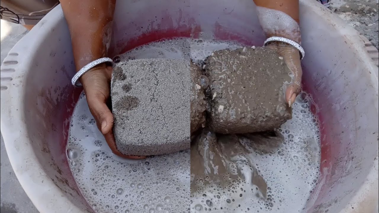 Gritty sand cement blocks crumbling in 💦water||satisfying video||plz ...