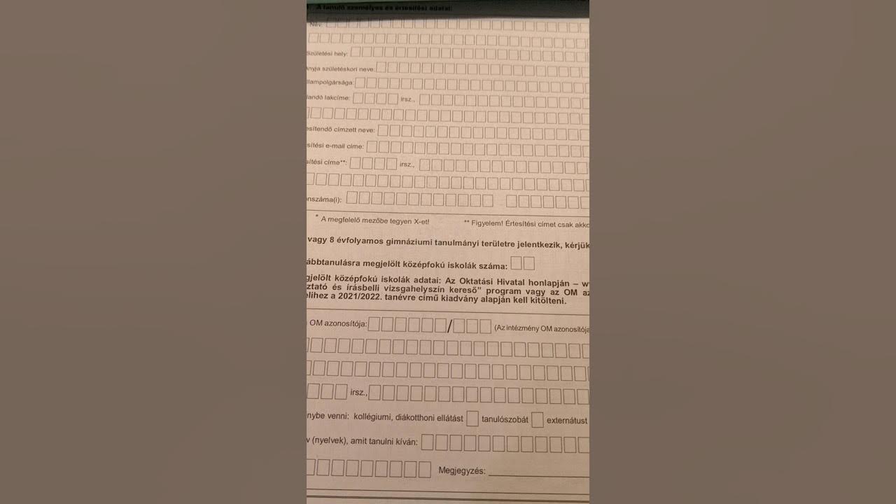 Felvételi lap kitöltése - YouTube