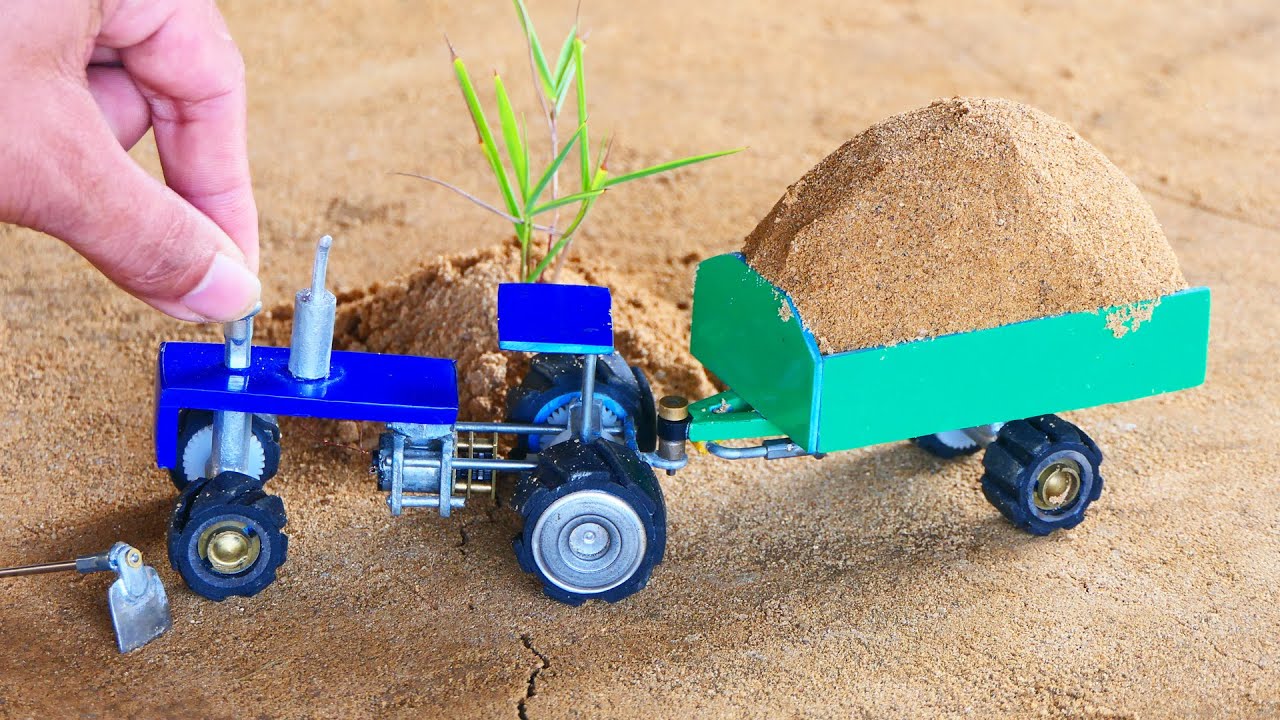 How to make diy tractor machine science project loading heavy sand ...