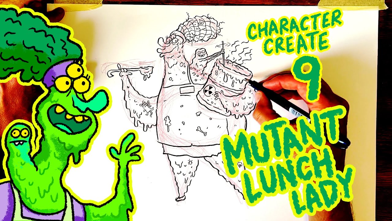 How to Draw a MONSTER LUNCH LADY MUTANT Cartoon Character | Drawing ...