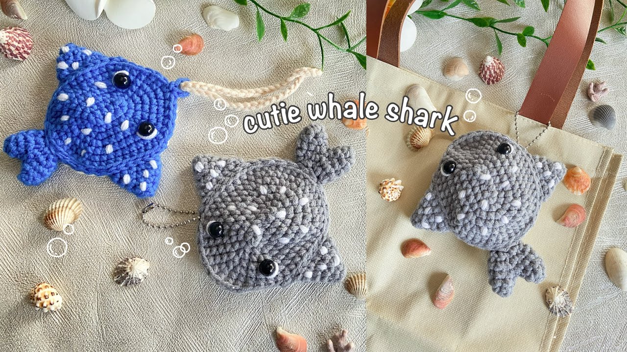 Crochet Whale Shark Pouch & Bag Charm 🐋 | Cute & Easy Ocean Animal No ...