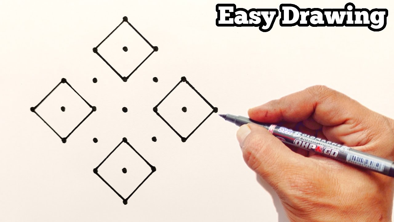 Rangoli Designs With Dots And Line Segments