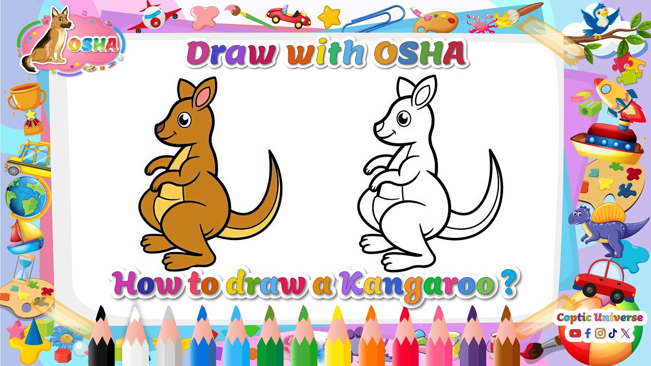 كيف ترسم كانجرو - أرسم مع أوشا - تعليم الرسم للأطفال | Draw with OSHA ...