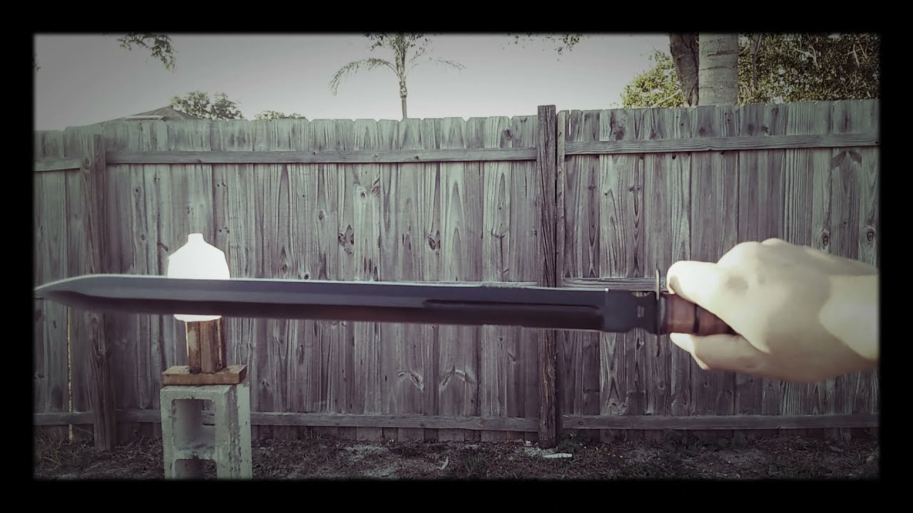 marine double edge survival sword/machete cuts - YouTube
