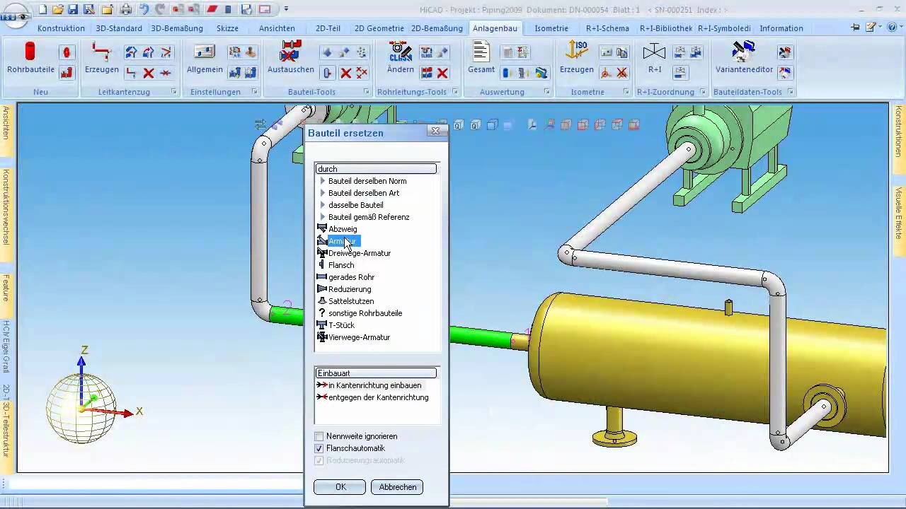 HiCAD piping tutorial lesson3 - Insert components - YouTube