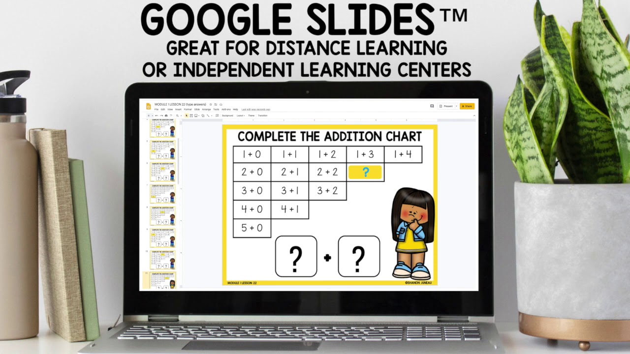 Addition Chart 1st Grade Google Slides Digital Task Cards - YouTube