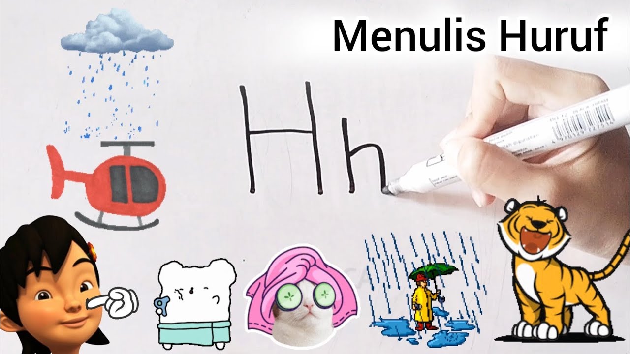 Menulis Huruf H besar dan kecil || Membaca kata yang diawali huruf H ...