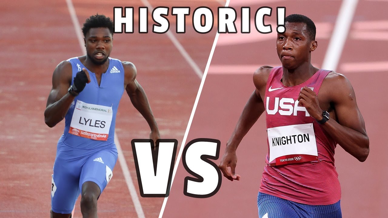 NOAH LYLES DEFEATED ERRIYON KNIGHTON IN HISTORIC 150 METER DASH AT ...