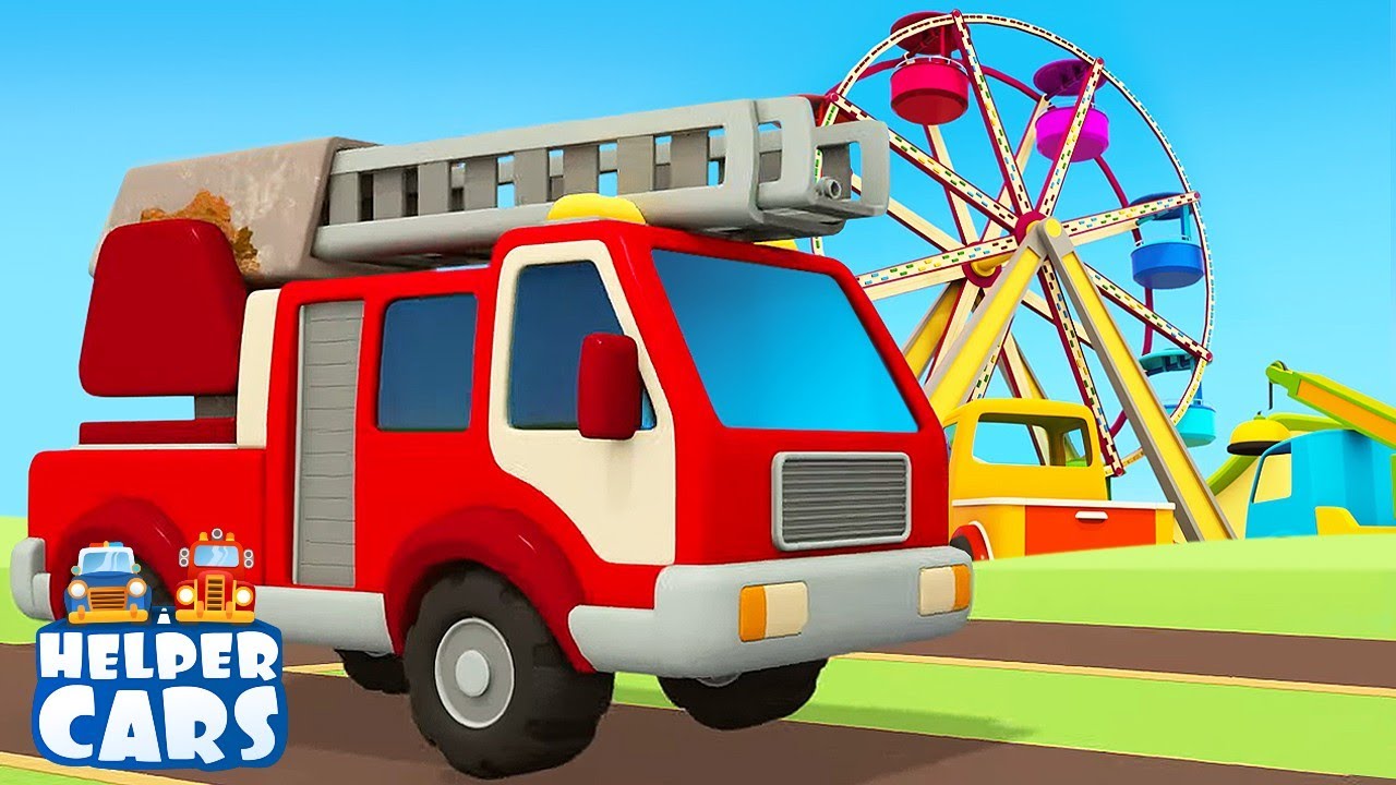 Helper Cars repair a ferris wheel | A fire truck & a crane for kids ...