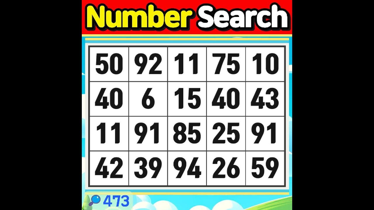 Number Search #473 90% give up halfway.【Match | brain game | puzzle ...