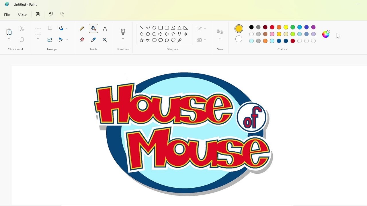 How to draw the House of Mouse logo using MS Paint | How to draw on ...