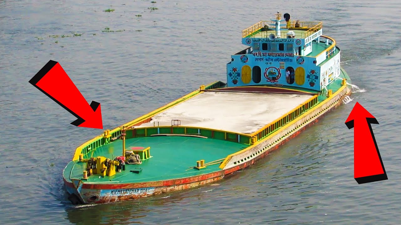 The cargo barge is overloaded trying to cross dangerous fast water, Ep ...