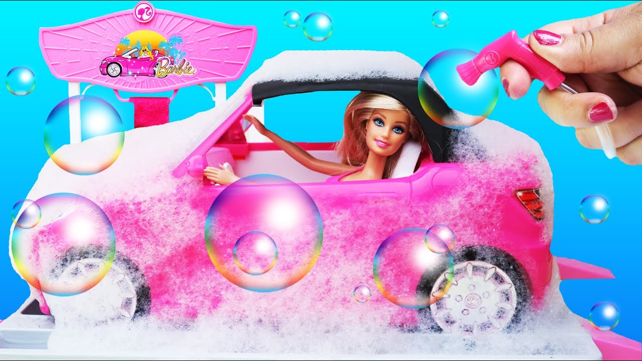 BARBIE CAR DRAW Stencil Patterns Soapy Bubbles Washable Markers Design ...