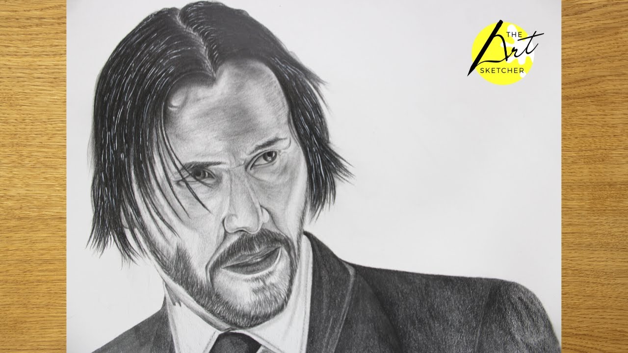 Drawing John Wick 4 ( Keanu Reeves ) || The Art Sketcher - YouTube