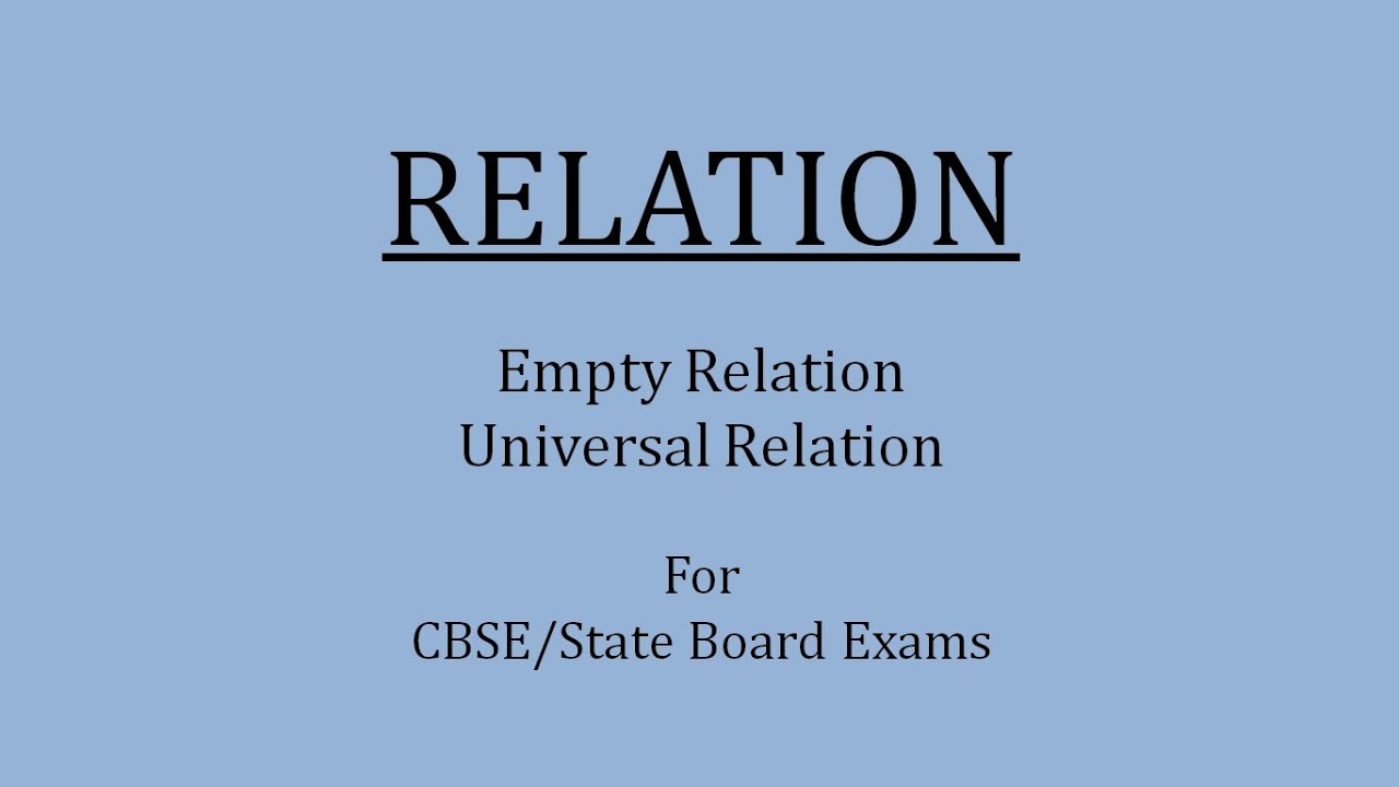 Empty Relation And Universal Relation | Class 12th - Youtube