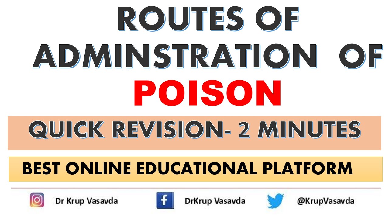 Routes of Administration of Poison | Toxicology | Quick Revision | Dr ...