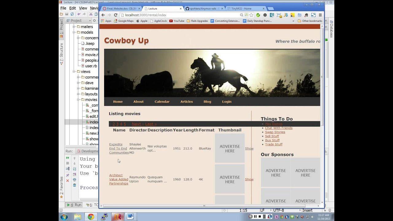 Ruby/Rails 4.0 - Lecture 26/29 - TinyMCE Gem - YouTube