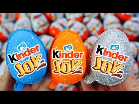 Yummy Glitter Kinder Joy opening ASMR - a lot of Kinder Joy Surprise egg toys