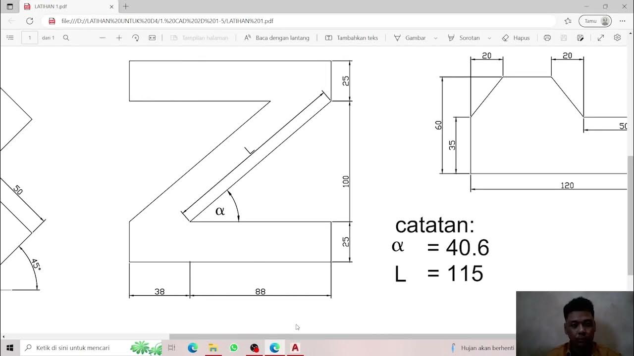 LATIHAN AUTOCAD 1 (2 DIMENSI)/ D3 3A TEDDY RAMADANA(216111001) - YouTube