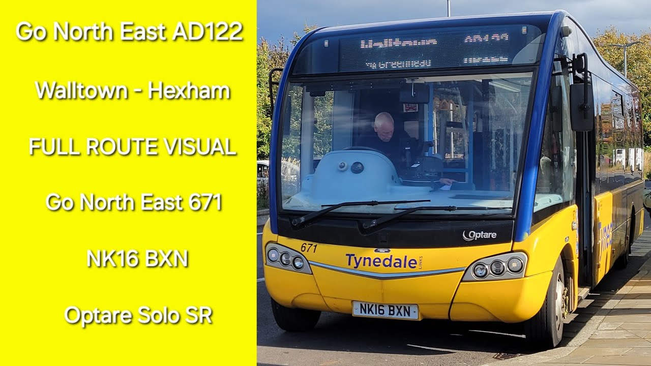 FULL ROUTE VISUAL: Go North East Hadrian's Wall Country Bus AD122 ...