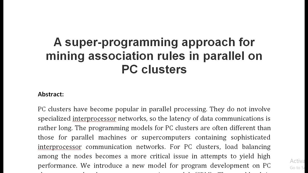 A super programming approach for mining association rules in parallel on PC clusters - YouTube