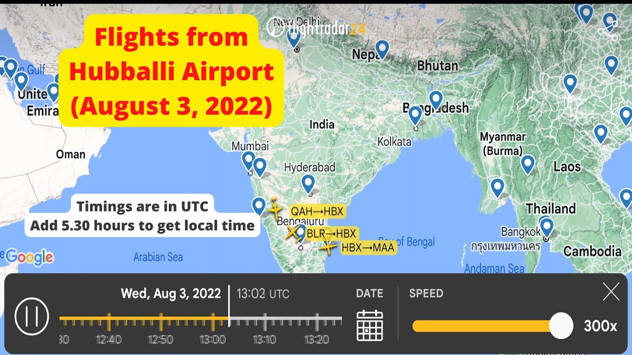 Hubballi Airport: Animation of Arriving/Departing Flights - YouTube