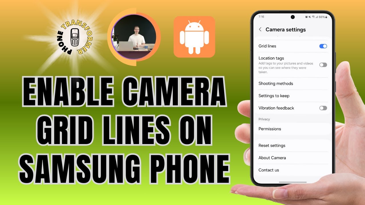 How to Enable Camera Grid Lines on Samsung Phone - YouTube