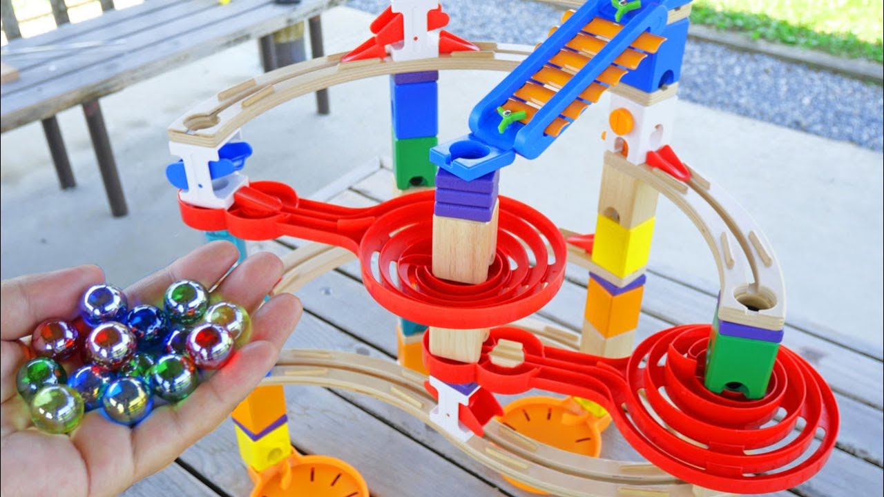 Marble Run ASMR ☆ New rolling course & seesaw device & bench groove ...