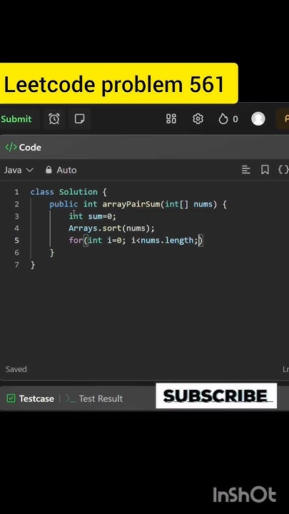 Array Partition Leetcode Problem Solving Leetcode Java Shots Youtube