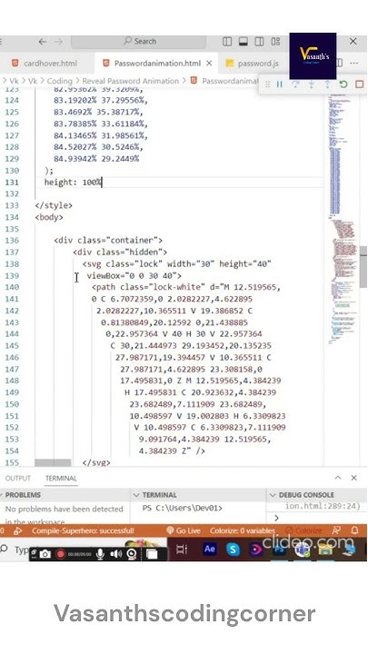 Password Reveal Animation Html Css Tutorial Html Webdevelopment Css Youtube