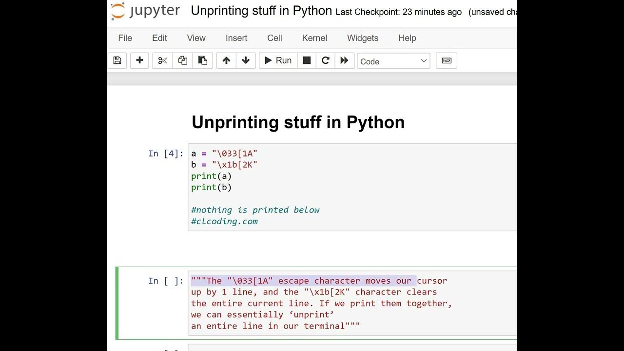 Day 119 : Unprinting stuff in Python - YouTube