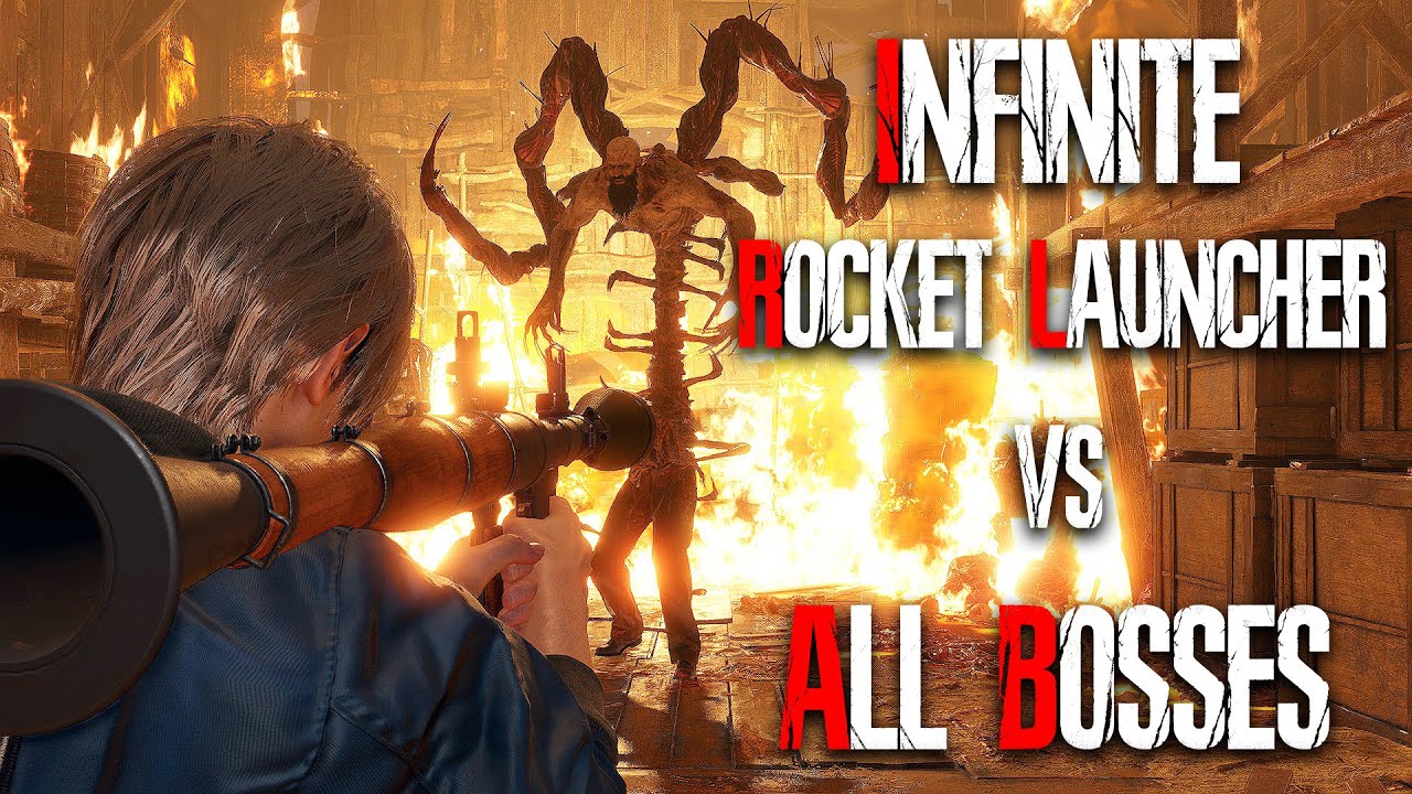 INFINITE ROCKET LAUNCHER vs ALL BOSSES - Resident Evil 4 Remake - YouTube