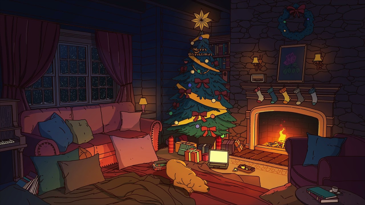 Lofi Christmas Music (with Fireplace Burning and Snow Falling), Jazzhop ...