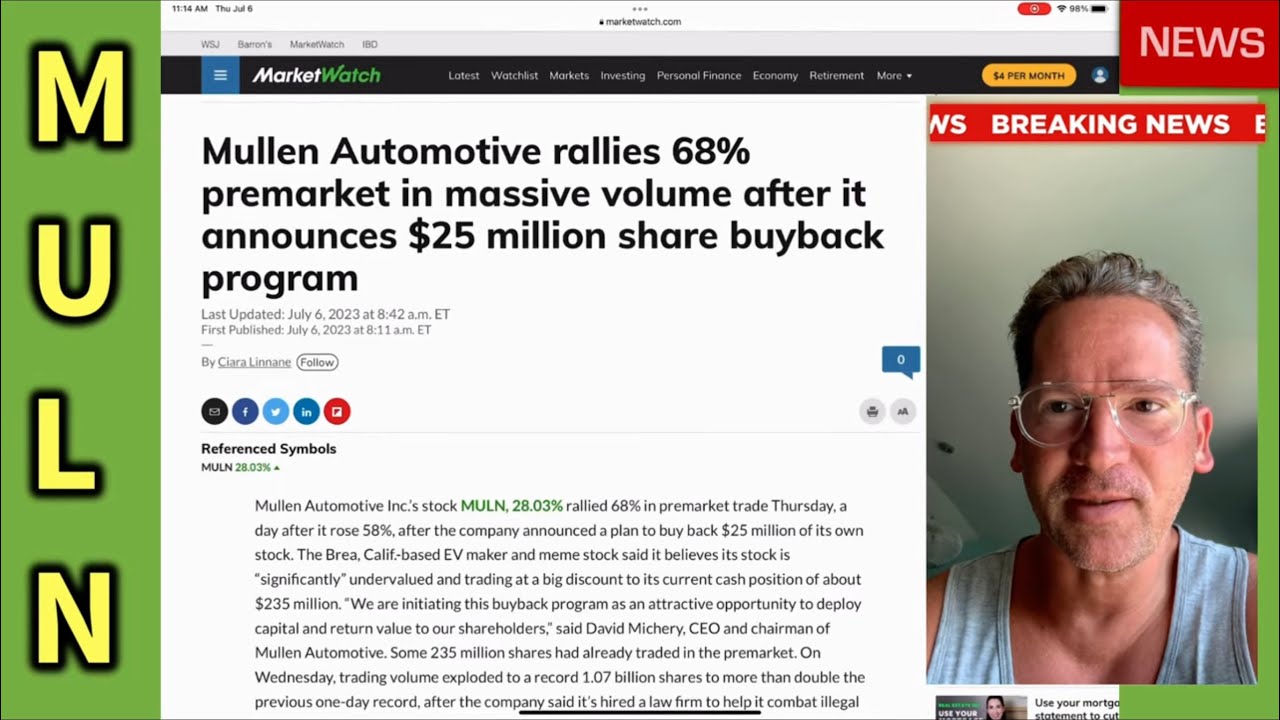 MULN ‼️SHARE BUYBACK ☝️ANNOUNCEMENT 25 MILLION SHARES #muln rockets up ...